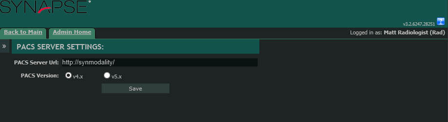 PACS Server Settings